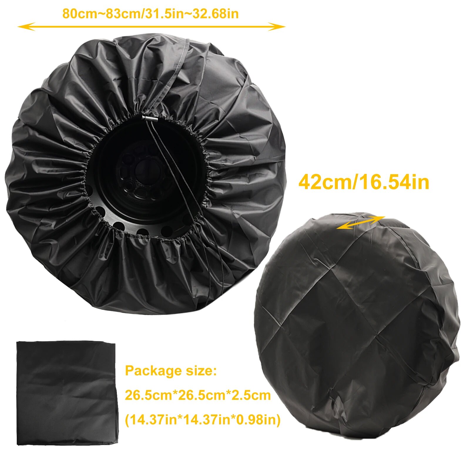 Черный чехол для запасного колеса XL, 80-83см