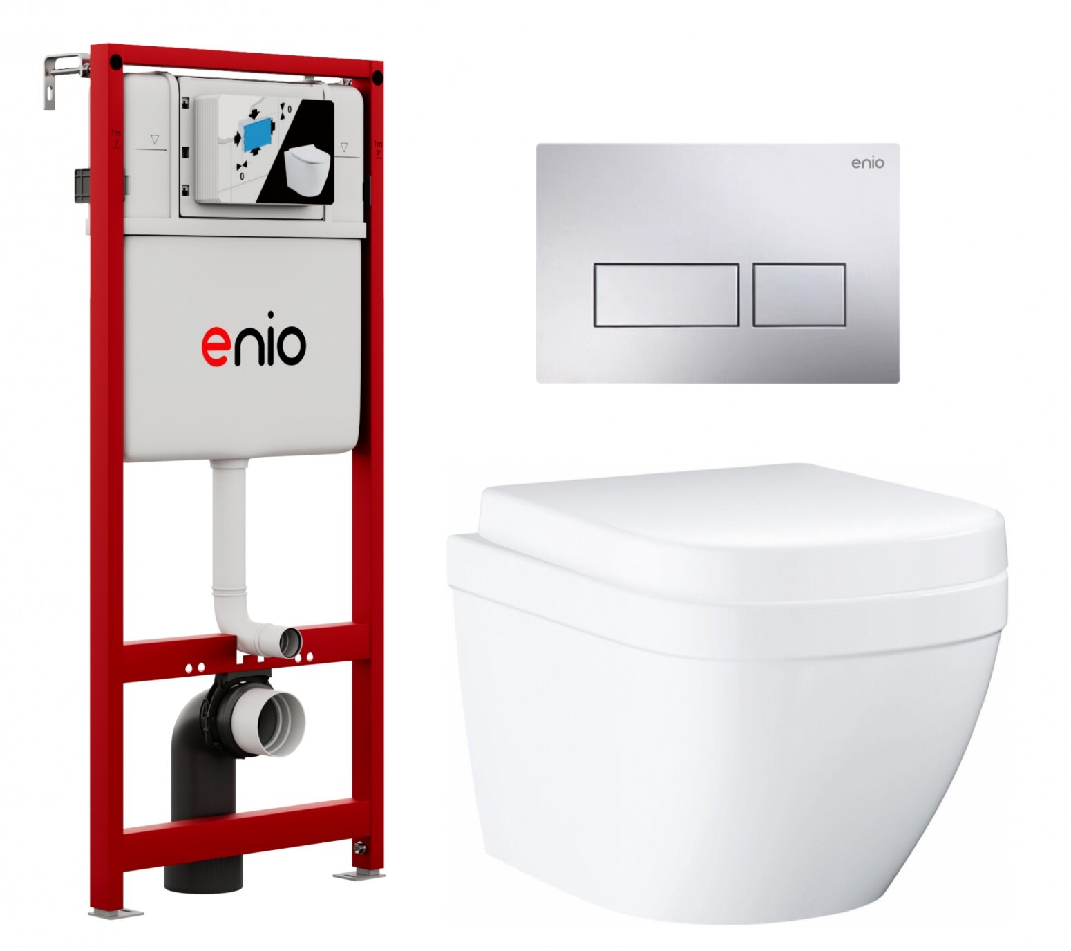 Комплект 3 в 1 инсталляция Enio Profi EN7050050 + Унитаз подвесной Grohe Euro Ceramic 39206000 + кнопка хром Linea