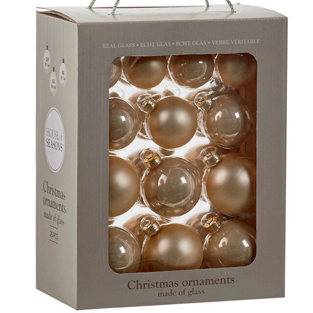 Набор стеклянных шаров Крем-Брюле, 5-7 см, 26 шт, Edelman, 1045850/86450