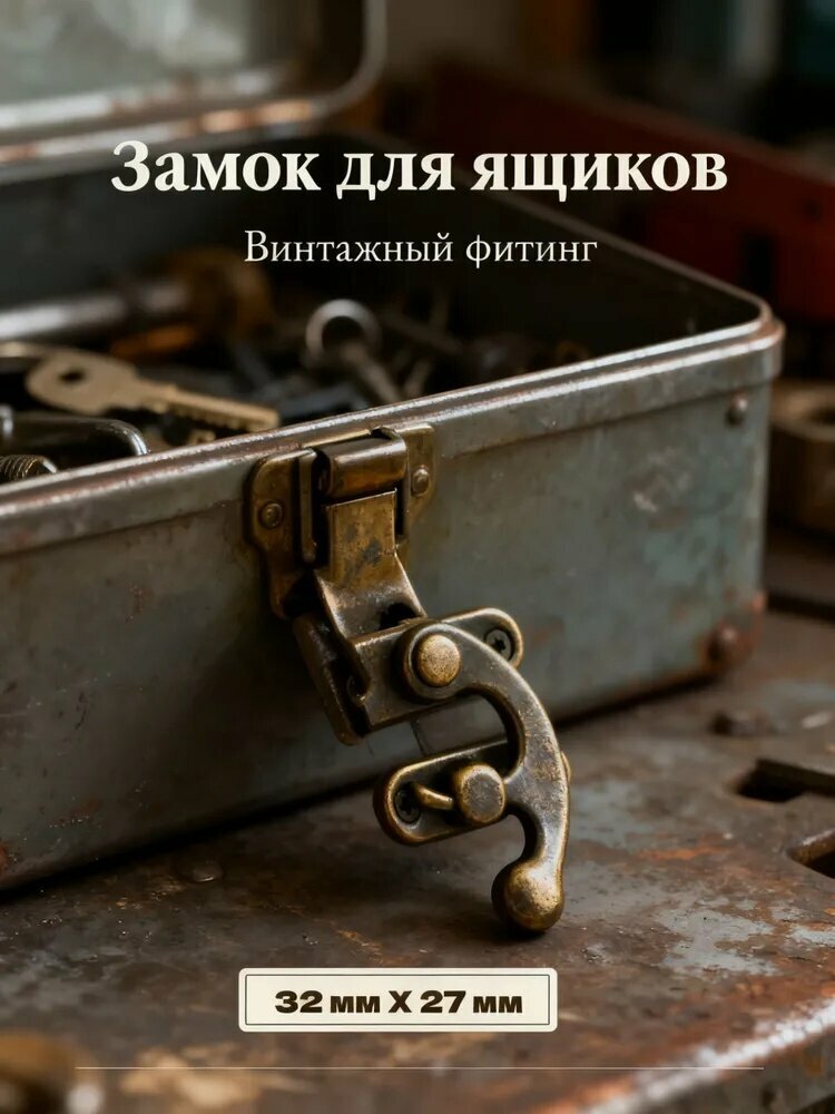 Шпингалет бронзовый ретро 32 мм, задвижка под старину для межкомнатных и мебельных дверей