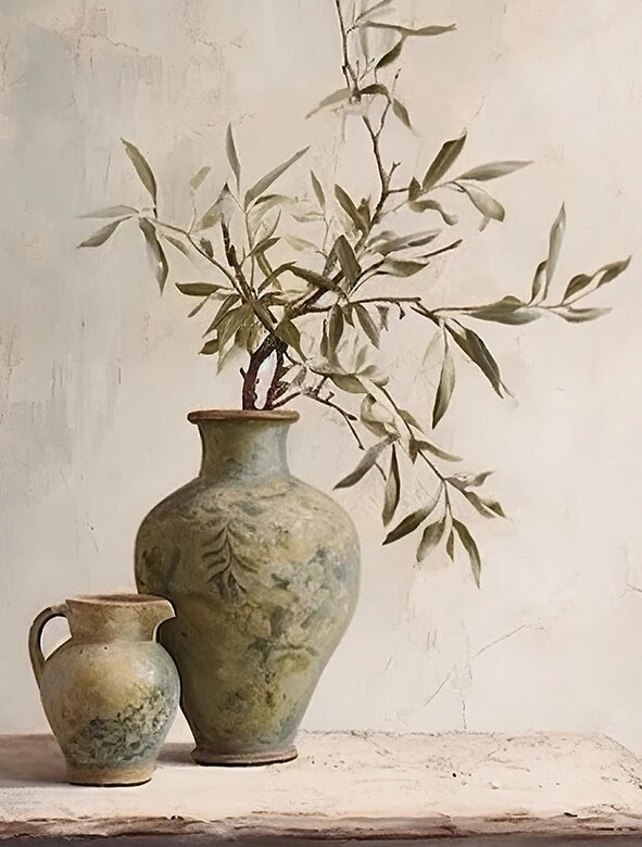 Абстрактная печать на холсте "Оливковое дерево и лимон" WO-014-6, 30x40cm No Frame