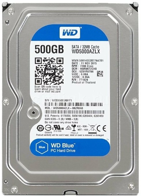 Жесткий диск Western Digital WD Blue Desktop 500 GB WD5000AZLX
