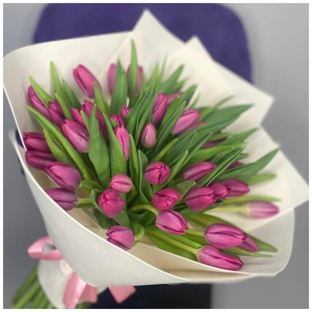 Букет Well Flowers, тюльпаны, 51 цветок, круглый, высота 45см свежий букет цветов