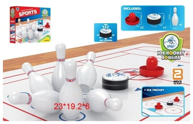 Набор игр «2 в 1: Хоккей и Боулинг» — настольные спортивные игры для детей, в коробке