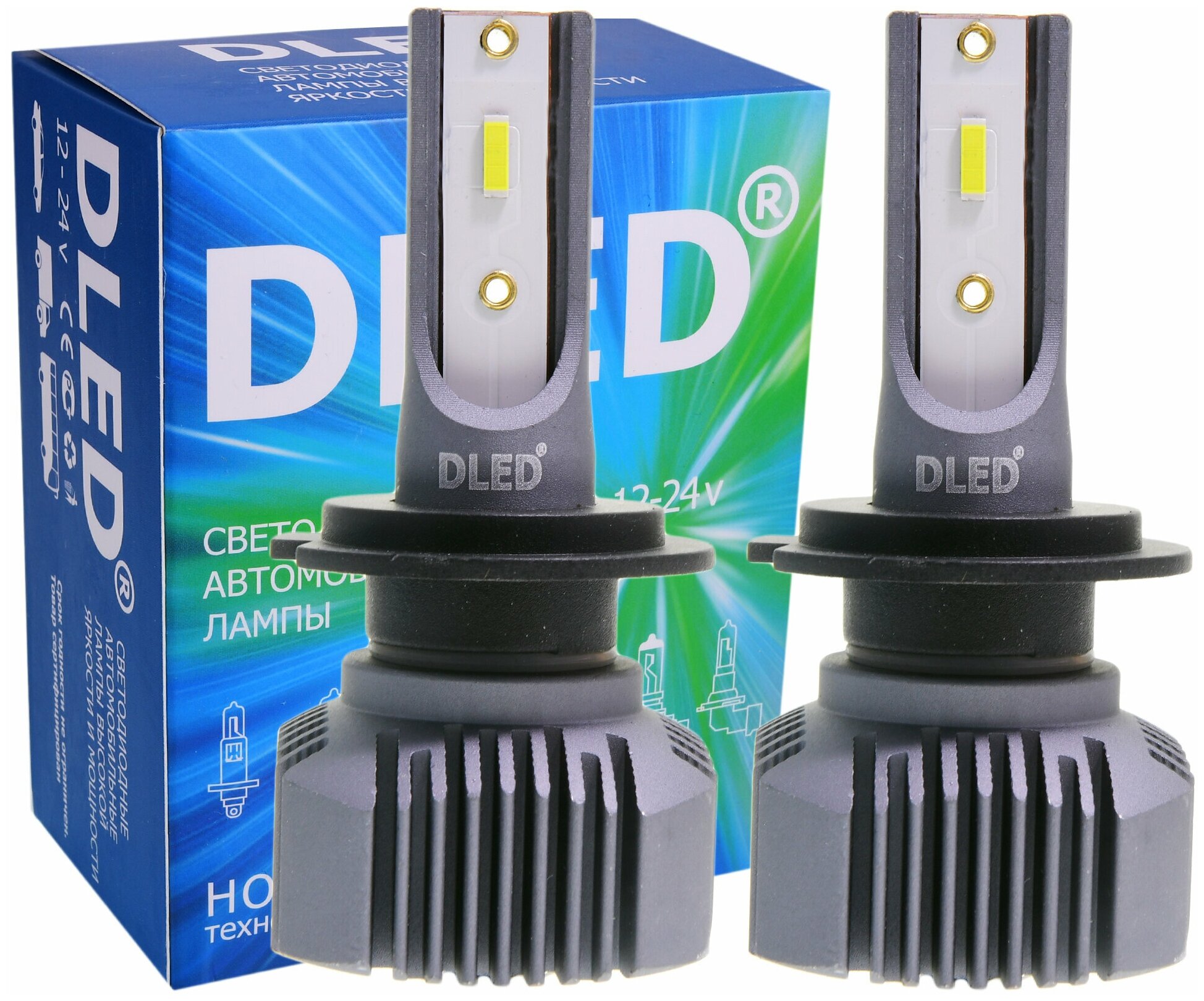 Светодиодные автомобильные лампы H7 Серия V1 Бренд DLED 6500K PX26D 40W 4500LM CSP CHIP (2 лампы)