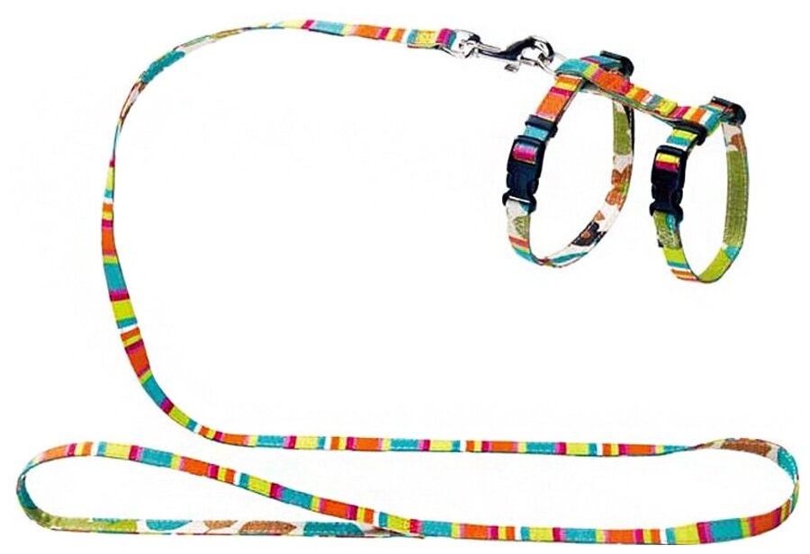 Шлейка для собак и кошек Hunter Smart Stripes нейлон разноцветная (1 шт)