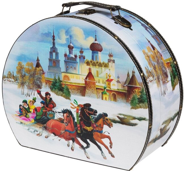 Деревянный сундучок для новогодних подарков 4700 г "Сундучок "Лихая тройка" большой 34,5*29*15 см". Арт. DY110X013-1-L