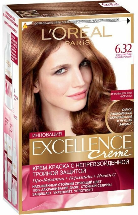 Лореаль Париж / L'Oreal Paris - Крем-краска для волос Excellence Cream 6.32 золотистый темно-русый