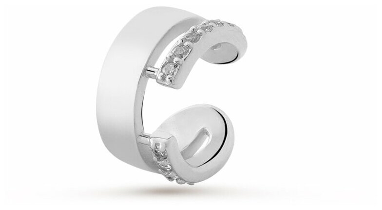 Серьги каффы, серебро, 925 проба, родирование