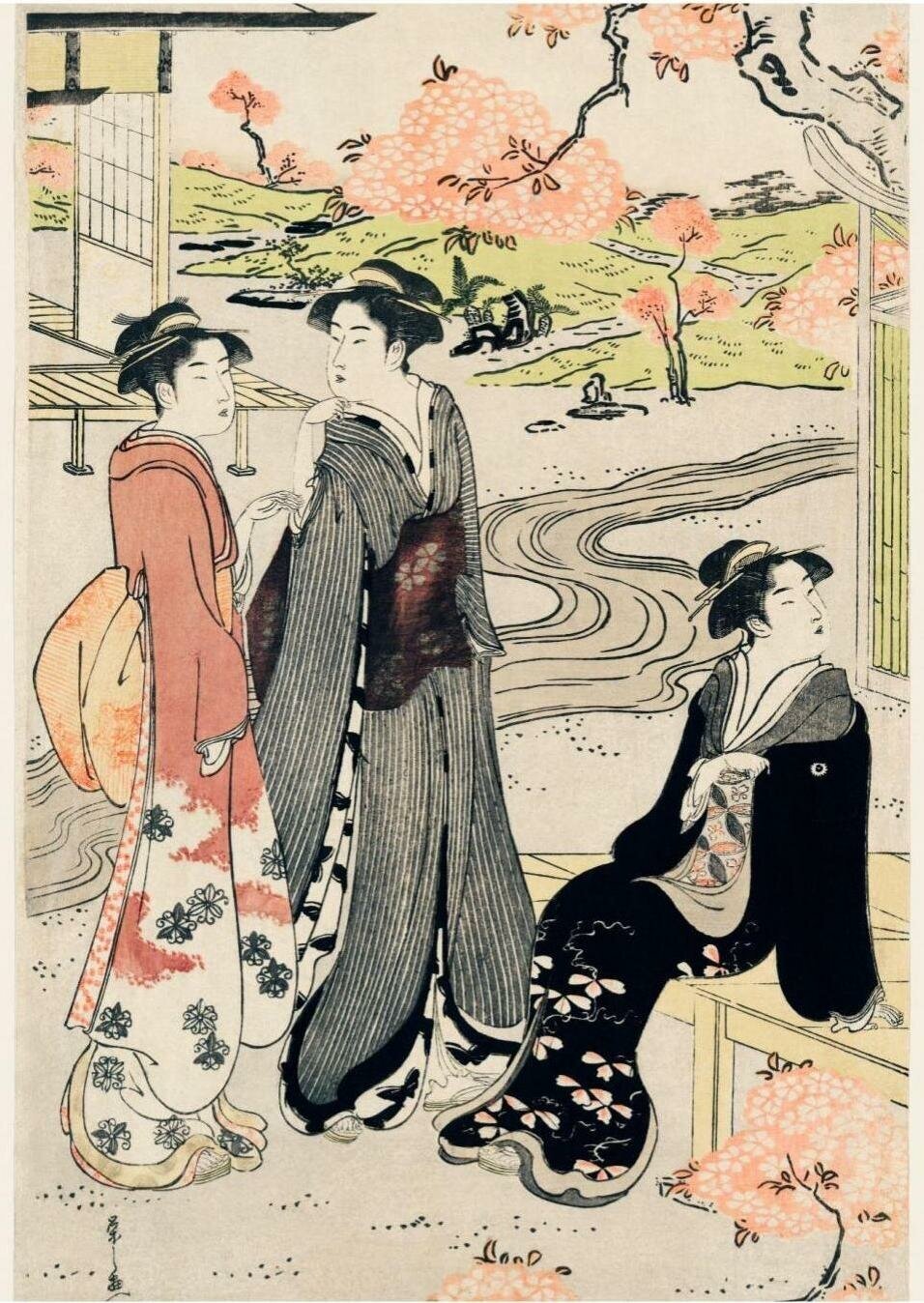 Постер / Плакат / Картина Лето - Японская женщина в кимоно 50х70 см в подарочном тубусе