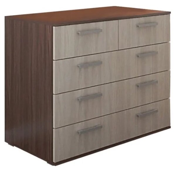 Комод для одежды и вещей с ящиками, в спальню или прихожую, деревянный под телевизор 80см шимо темный/шимо светлый