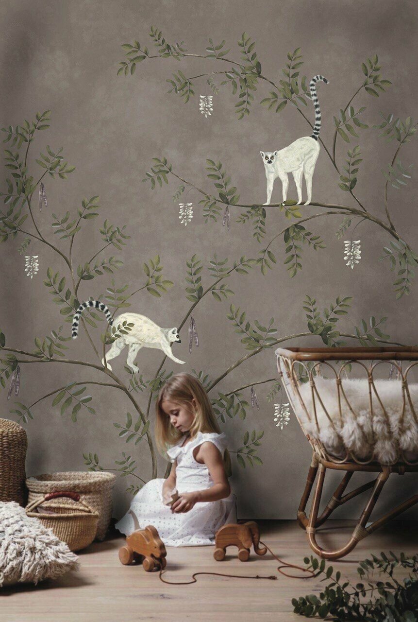 Обои бесшовные Лемуры Пудровый (текстура туман) (ширина 2550мм х длина 3000мм)