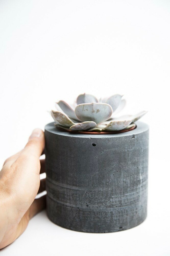 Кашпо Цилиндр 11 темно-серый