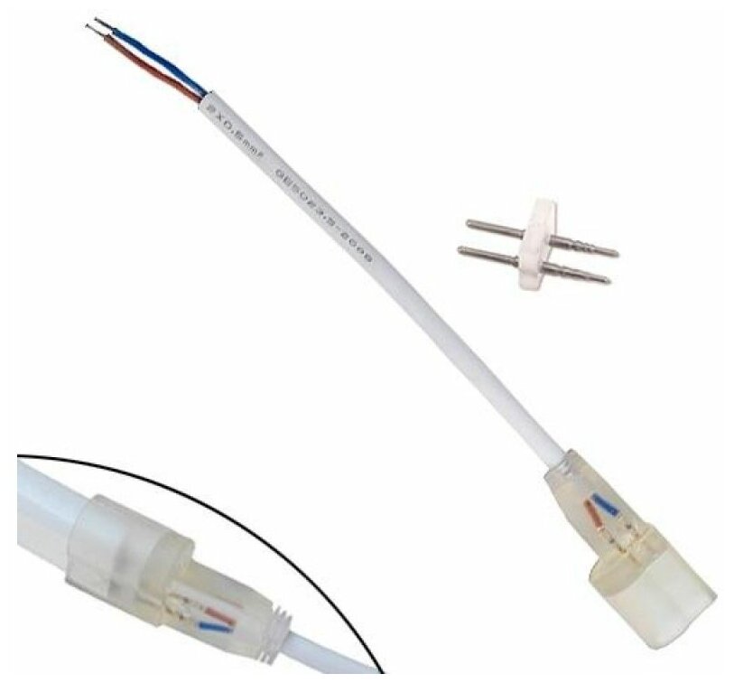 Коннектор питания с иглой для подключения 12V неона 8*16