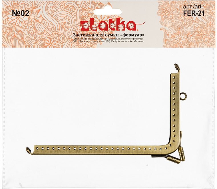 Zlatka FER-21 Застежка для сумки фермуар 8.5 x 15 см 1 шт №02 под состаренную бронзу