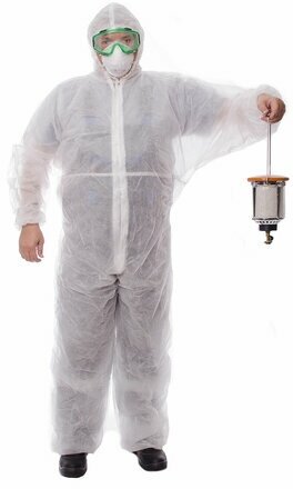 Комбинезон одноразовый с капюшоном более плотный Каспер-классик, плотность 40 г/м2, размер XXL (56-58), белый: 5 штук