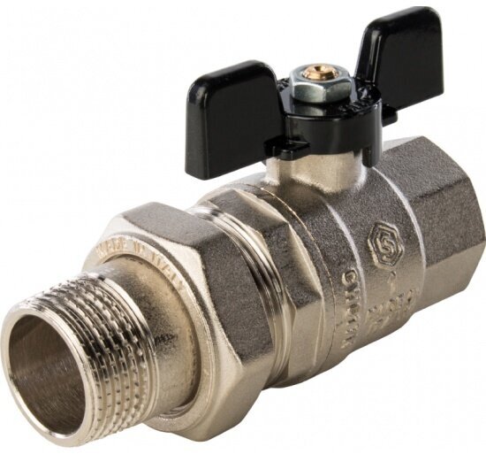 Кран шаровой Stout с "американкой", ВР/НР, ручка бабочка 1