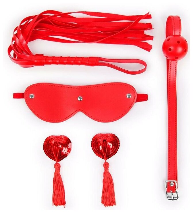 Пикантный набор БДСМ из 4 предметов в красном цвете