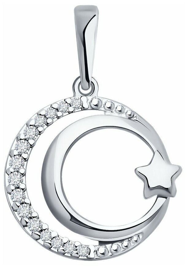 Подвеска, серебро, 925 проба, родирование, фианит