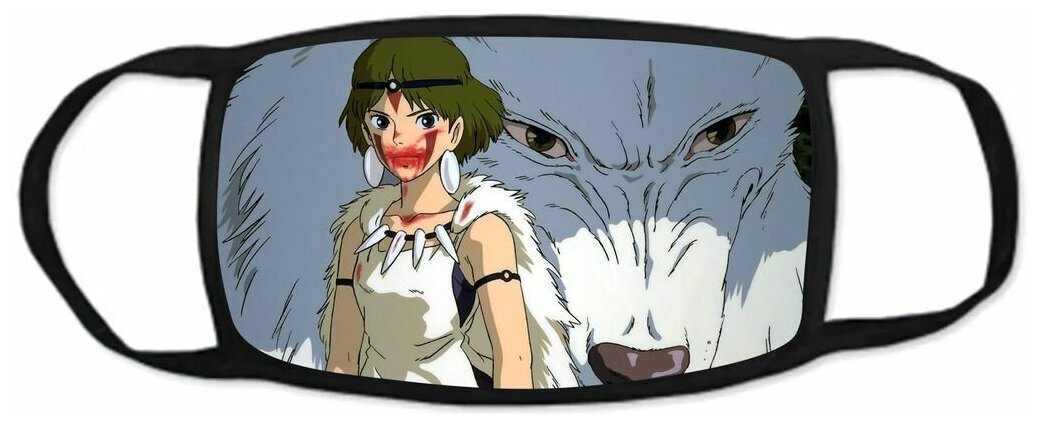 Маска на лицо Принцесса Мононоке, Princess Mononoke №1, Взрослая - 20 на 12, 5 см