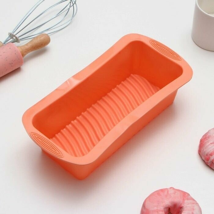 Форма для выпечки Доляна Хлеб. Полосы , силикон, 27,5 13,5 7 см (внутренний 23,5 10), цвет персиковый