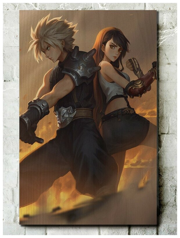 Картина интерьерная на дереве, размер 47х30, сосновая плита игра Final Fantasy Type-0 - 11160 В