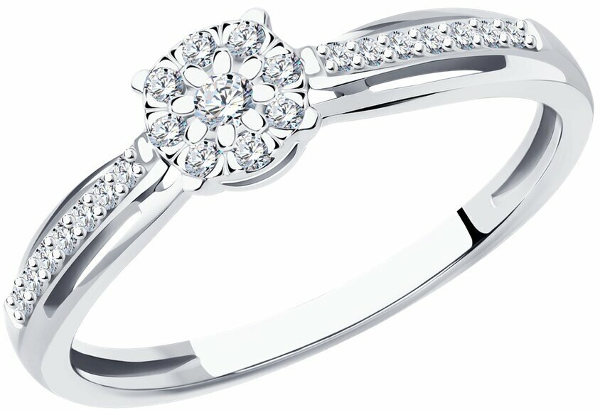 Кольцо обручальное, белое золото, 585 проба, бриллиант