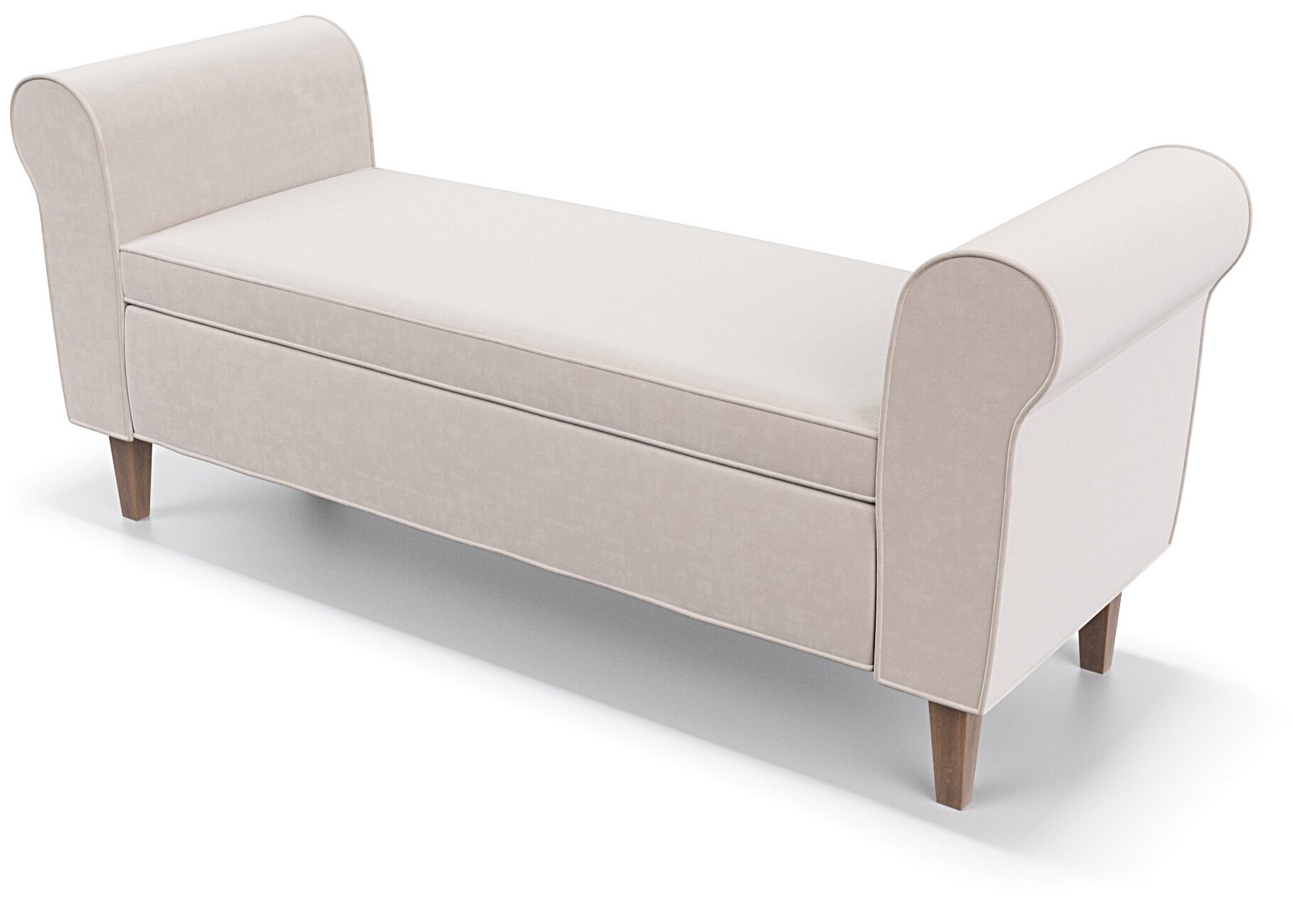 Скамья банкетка Soft Element Зельт 4 с мягким сидением в прихожую, в спальню, замша, бежевый, стиль современная классика