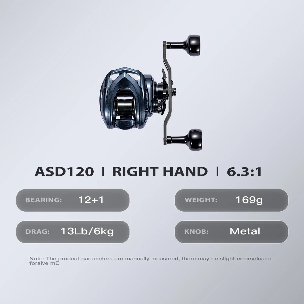 Катушка ASD120 Right 6.3:1, 12+1BB, 169g, 13lb/6kg, Metal