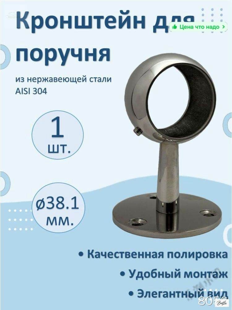 Сквозной кронштейн натеко для пристенного поручня и перил 38.1 мм. (1 шт.)Y