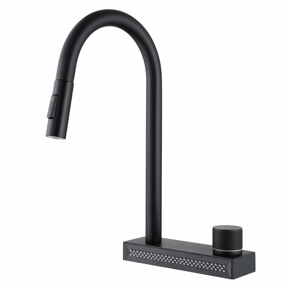 Смеситель для кухни ABBER Wasser Kreis (AF8114B) с выдвижной лейкой, черный матовый