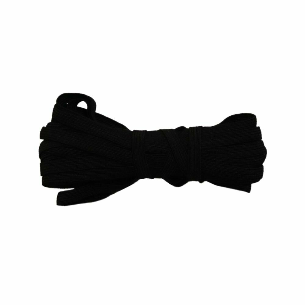 Резинка бельевая (продержка), тесьма эластичная, 8-10 мм, длина 10 м, черная