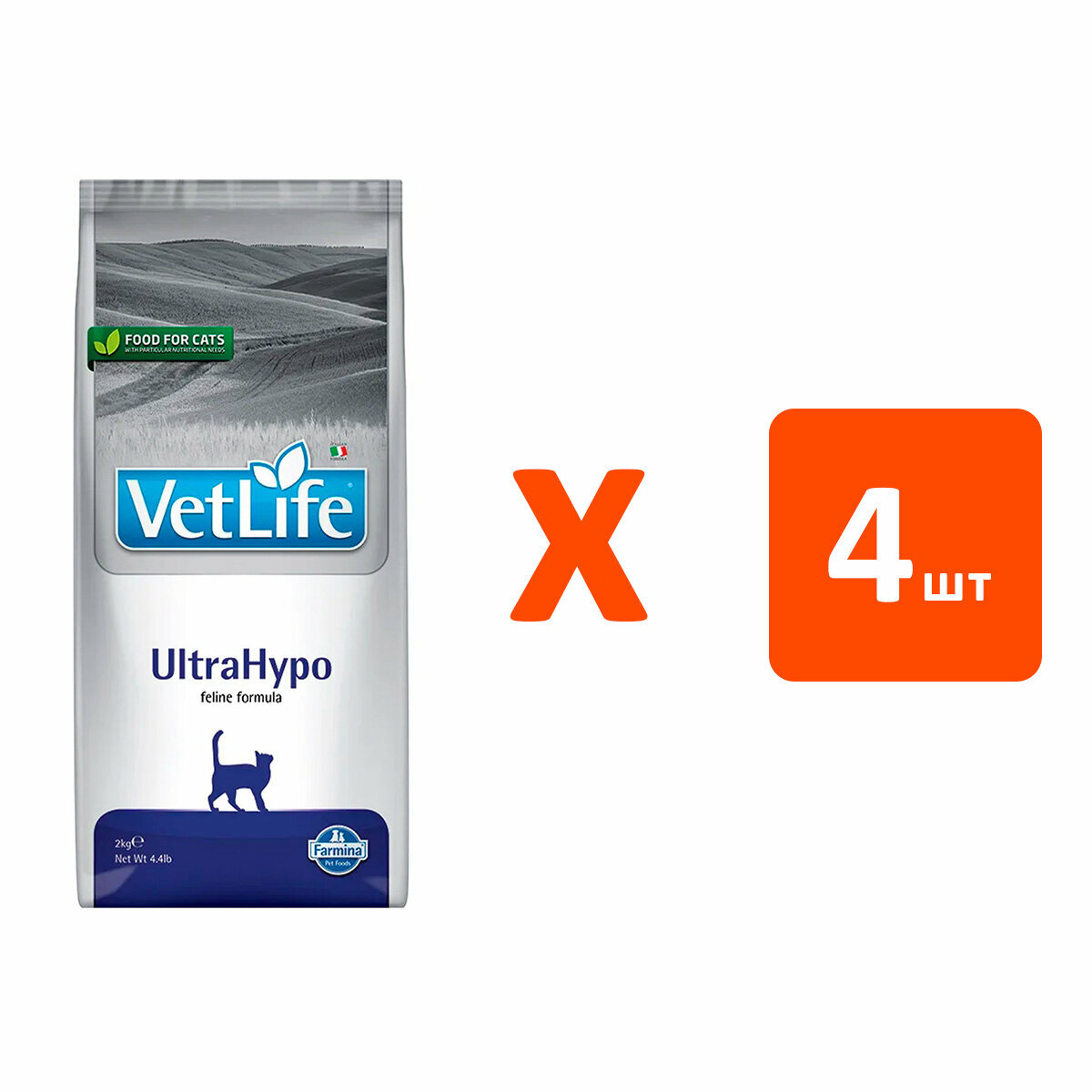 FARMINA VET LIFE FELINE ULTRAHYPO для взрослых кошек при пищевой аллергии (2 кг х 4 шт)