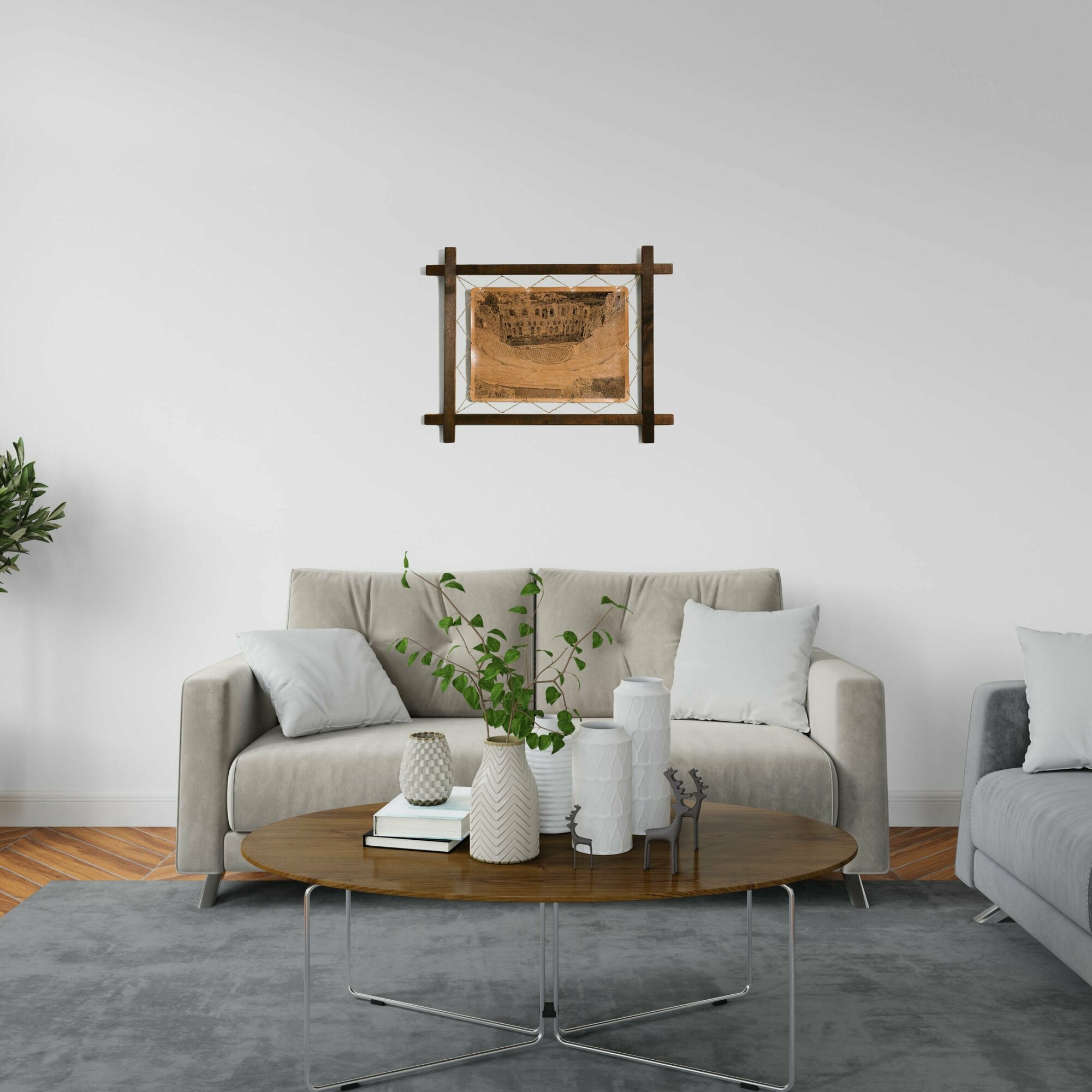 Картина интерьерная, натуральная кожа, "Театр Диониса" (Греция), в деревянной раме, BoomGift