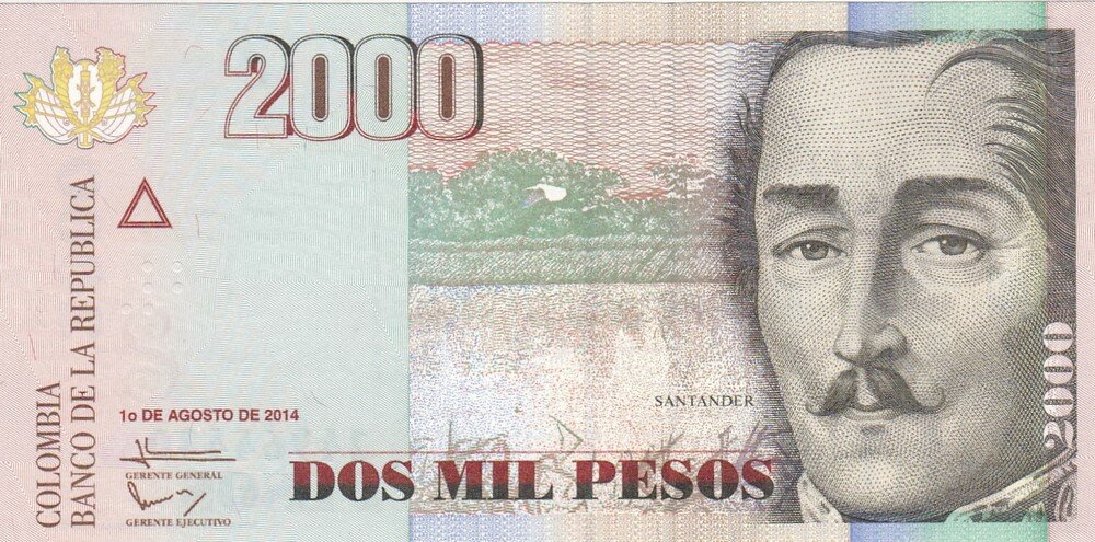 Колумбия 2000 песо 2014 г.