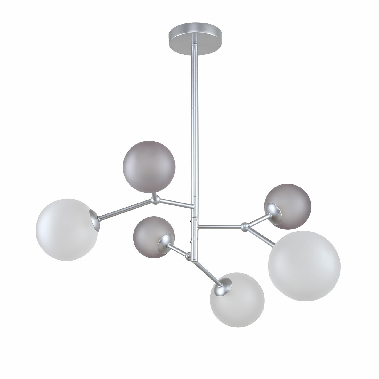Подвесной светодиодный светильник, люстра De Markt Гамбург 605018406, 6*5W LED, цвет: серебро, белый, серый