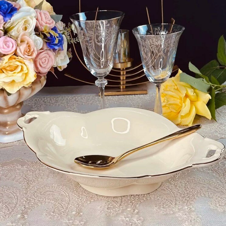 Глубокое овальное блюдо 35см мираж с ручками Фарфор 205-561 118-205-561