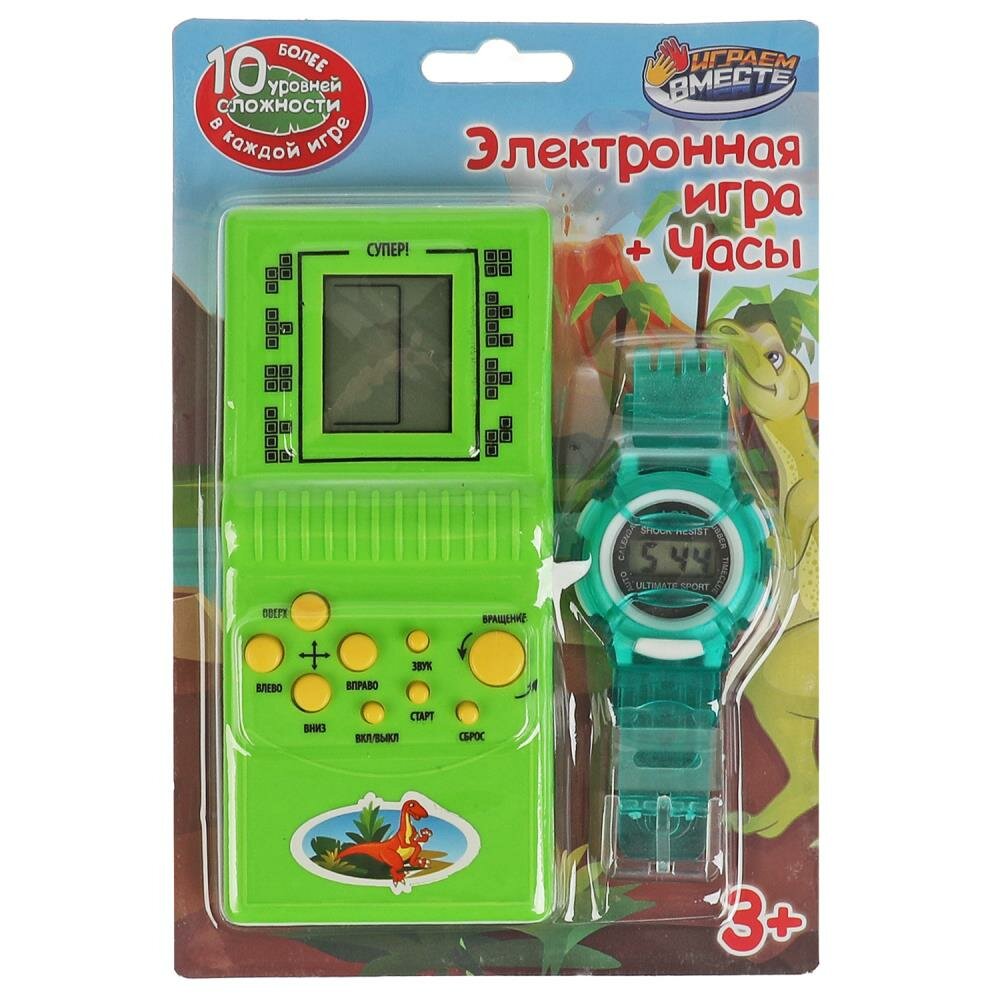 Электронная логическая игра часы динозаврики Играем Вместе 2108K121-R