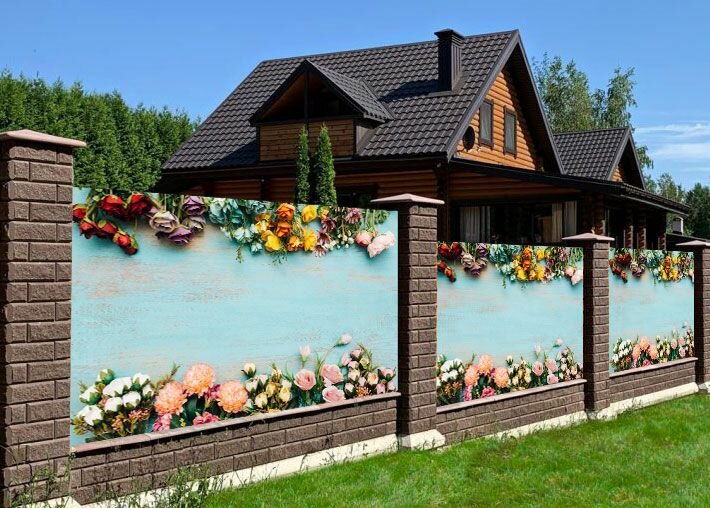 Фотосетка для забора и фасада 1,5 х 2,5 м с люверсами / Цветы 2