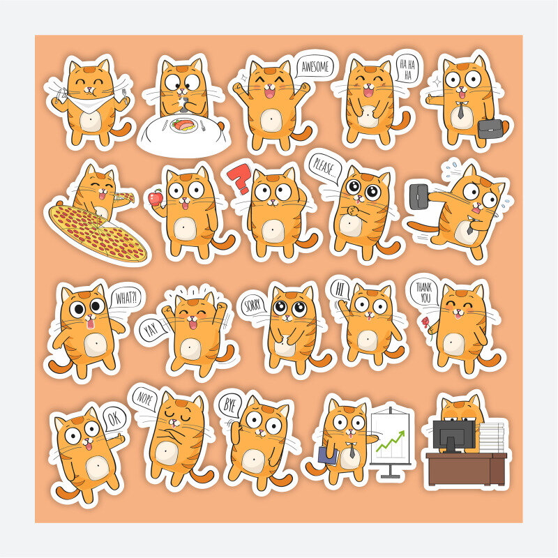 Наклейки-стикеры "Кот. Эмоции." 20шт.