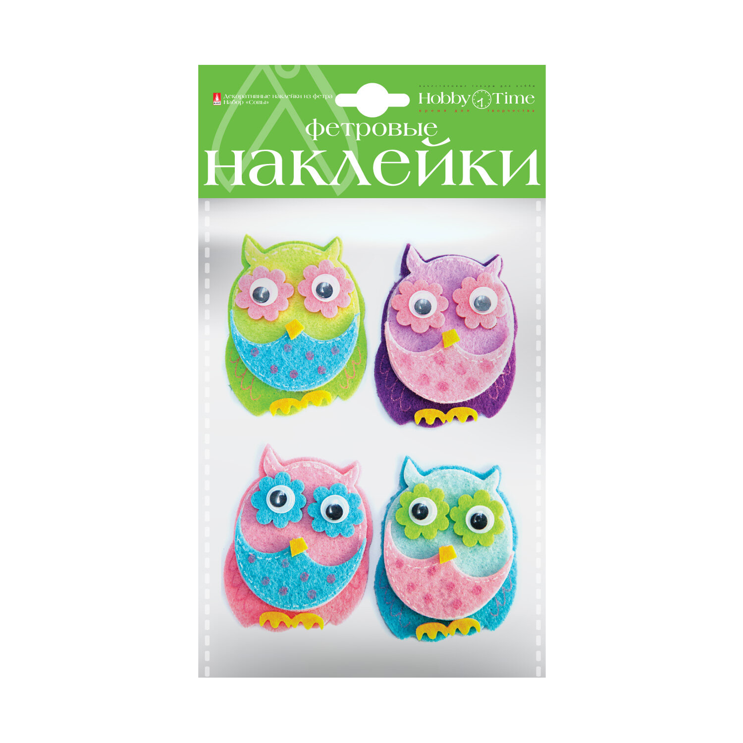 Декоративные наклейки из фетра. Набор №1 "совы", 3 вида, Арт. 2-093/01 квант заказа 3 уп.
