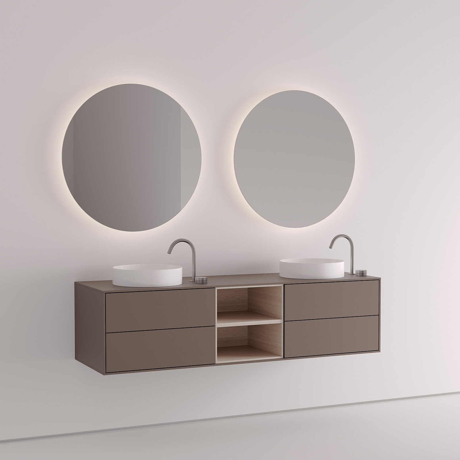 Тумба подвесная под две раковины 150 см. Vivomobili GRIGIO LONDRA