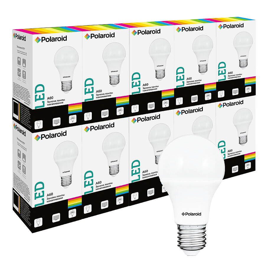 Светодиодная лампа Polaroid 220V A60 12W 4000K E27 1250lm (10 шт.)
