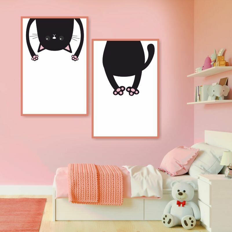 Набор постеров для интерьера Потому что лапки: голова, хвост вертикальный 30х40 см в тубусе ПолиЦентр 2 шт