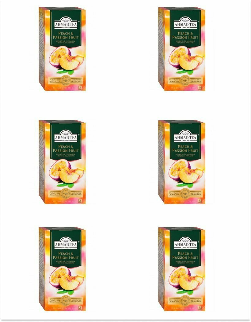 Чай Ahmad Tea Персик-Маракуйя, 25пак, 6 шт.