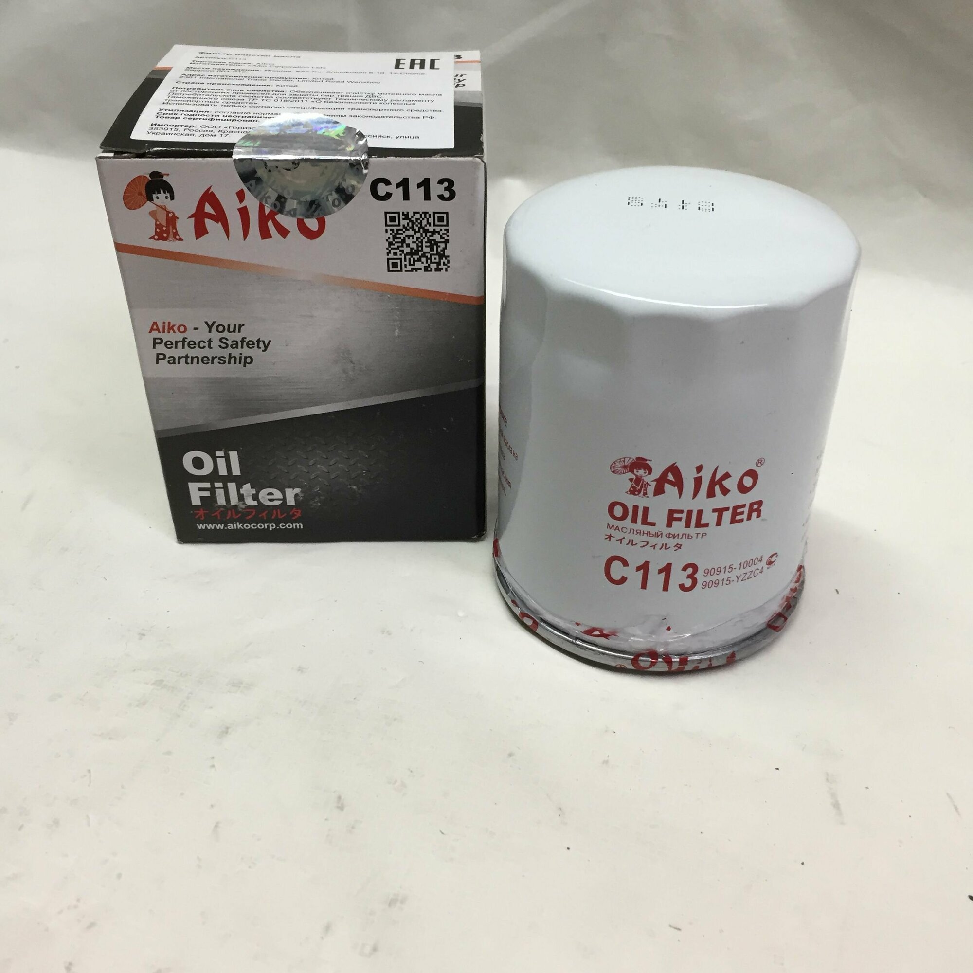 Фильтр масляный Aiko C113 Alphard, Camry, Corolla, RAV-4, ES240/350 (1997-2015), OEM 90915YZZE2