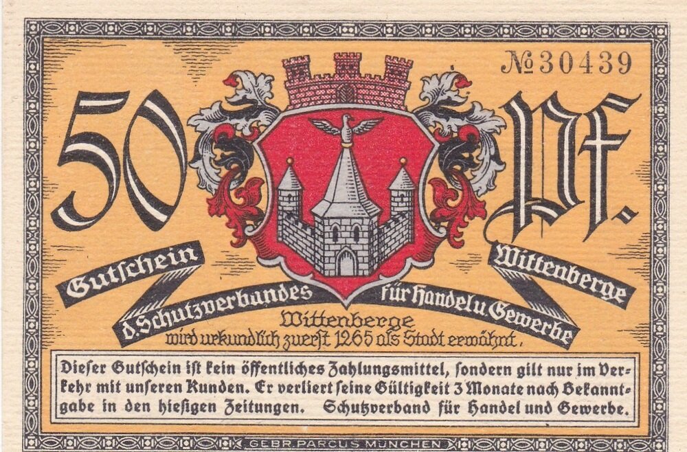 Германия (Веймарская Республика) Виттенберге 50 пфеннигов 1921 г. (№6)