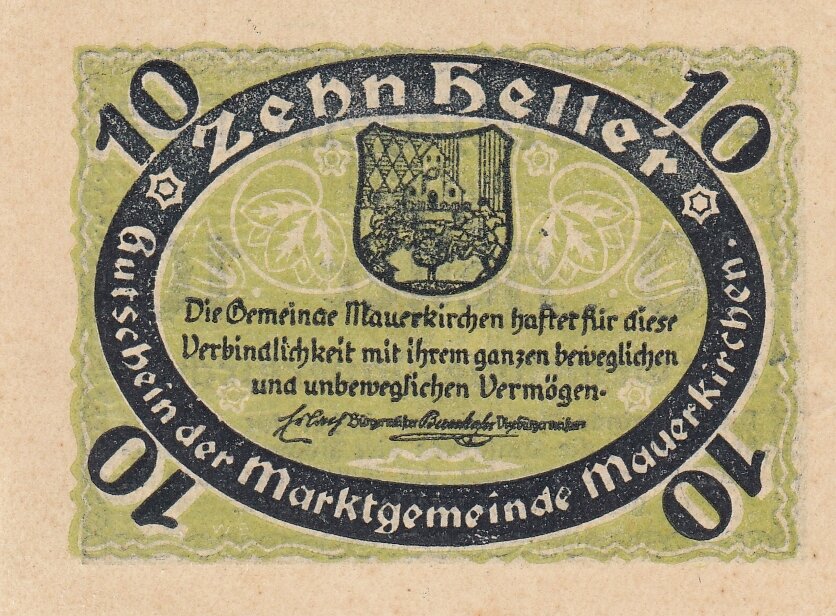 Австрия Мауэркирхен 10 геллеров 1914-1920 гг. (№2)