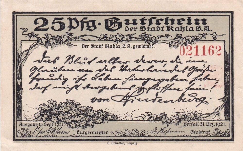 Германия (Веймарская Республика) Кала 25 пфеннигов 1921 г. (Лойхтенбург) (2)