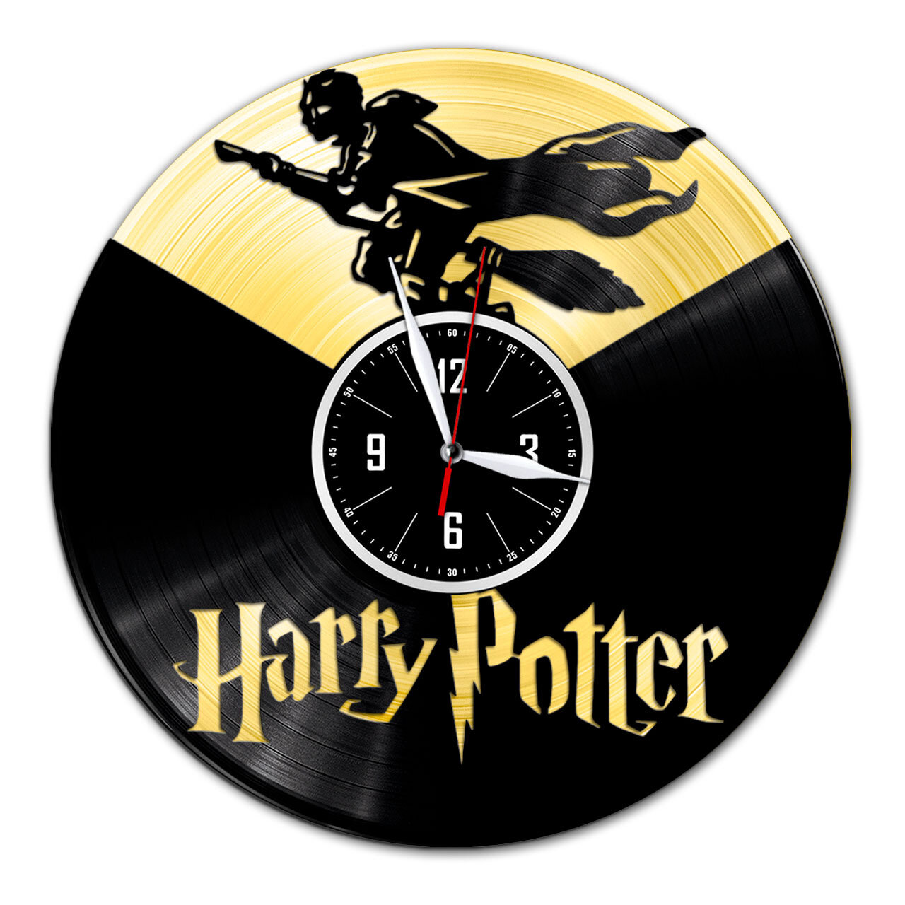 Гарри Поттер - настенные часы из виниловой пластинки (с золотой подложкой)